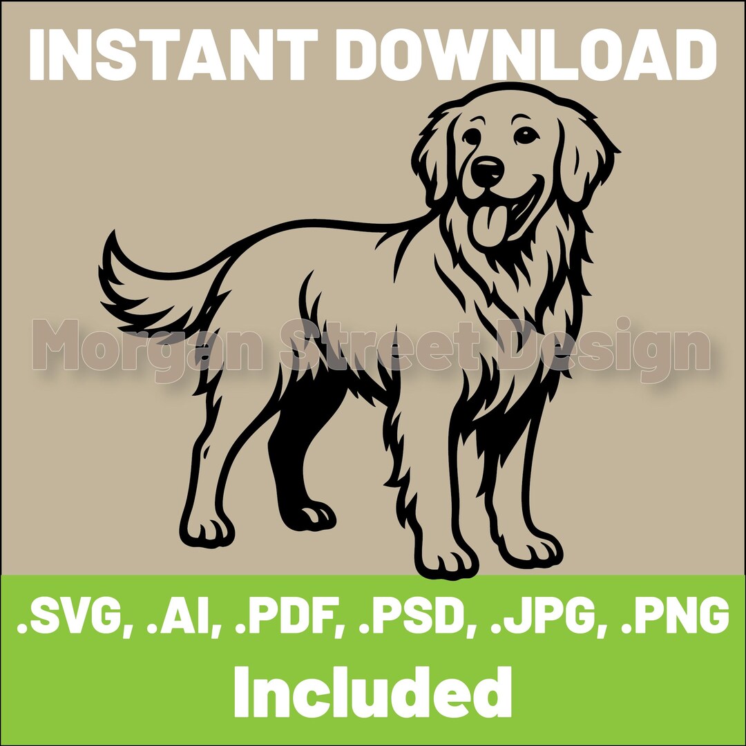 Golden Retriever SVG | Dog PNG | Cricut & Silhouette Cutting File ...