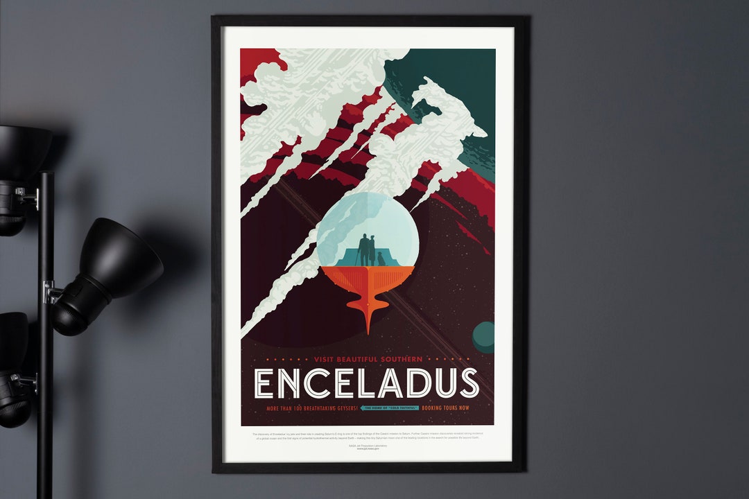 Enceladus - Space Tourism Exoplanet Travel Poster Wall Art by NASA JPL ...