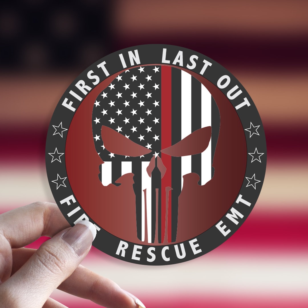 Punisher Red Line Fire EMS Rescue Die Cut Vinyl Decal Sticker - Etsy