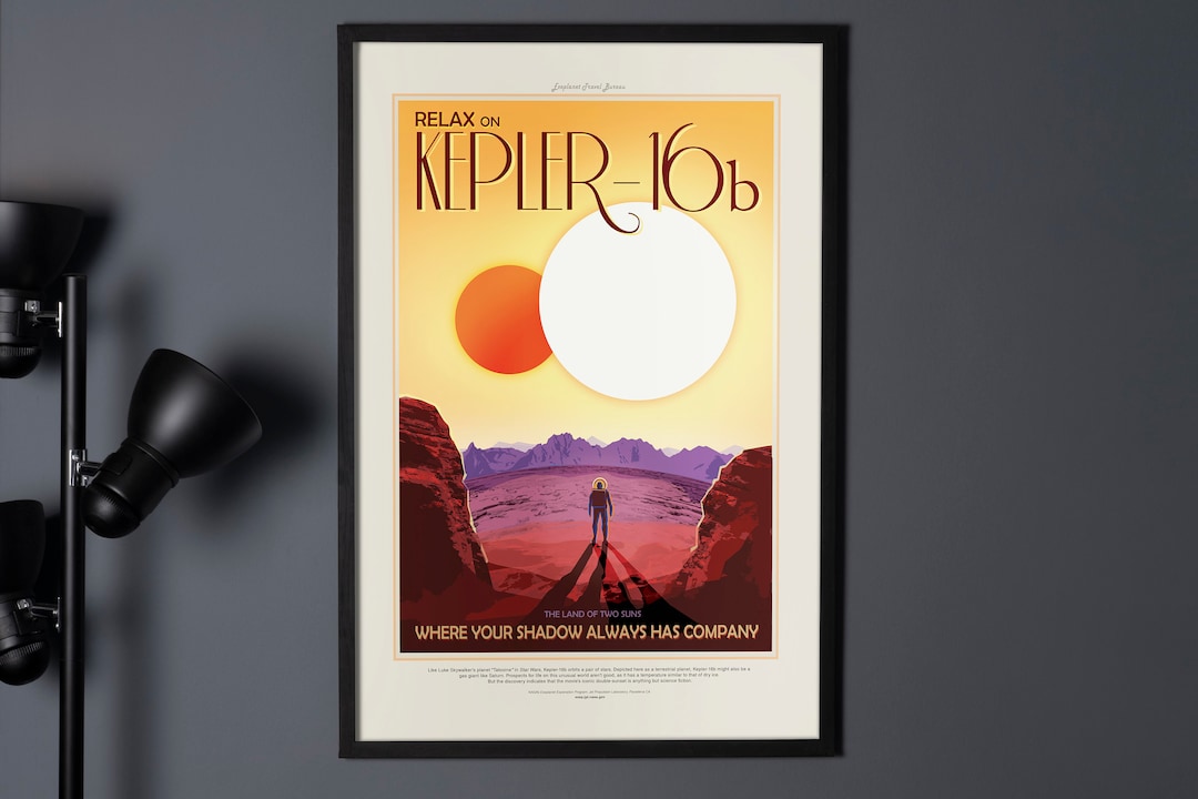 Kepler 16b - Space Tourism Exoplanet Travel Poster Wall Art by NASA JPL ...