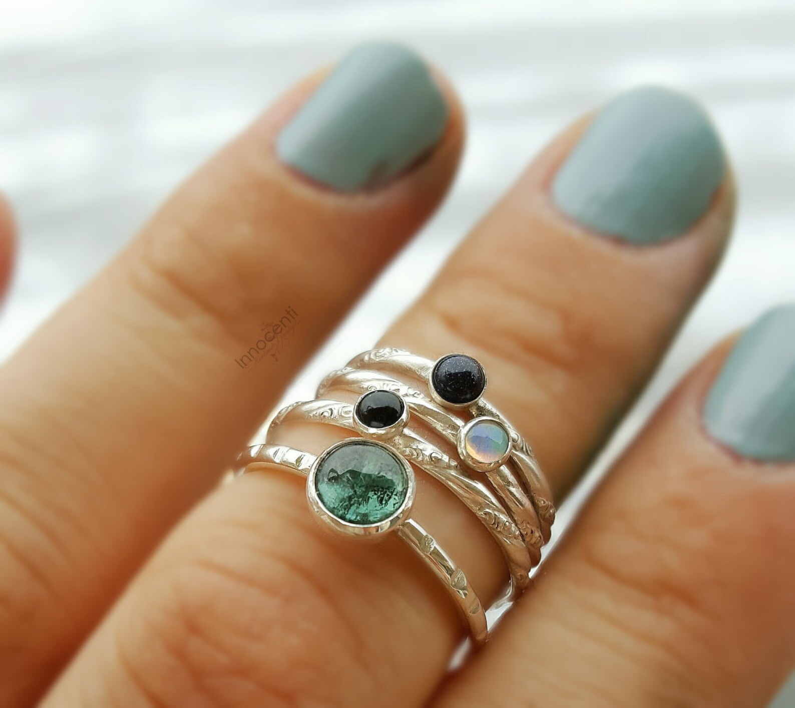Tiny Gemstone Ring Birthstone Ring Tiny Stacking Ring - Etsy