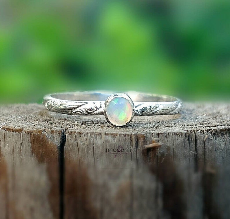 Anello opale Anello opale bianco Anello opale arcobaleno - Etsy Italia