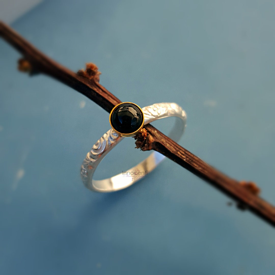 Black Onyx Ring Onyx Ring Black Stone Ring Dainty Onyx Ring Small Stack ...
