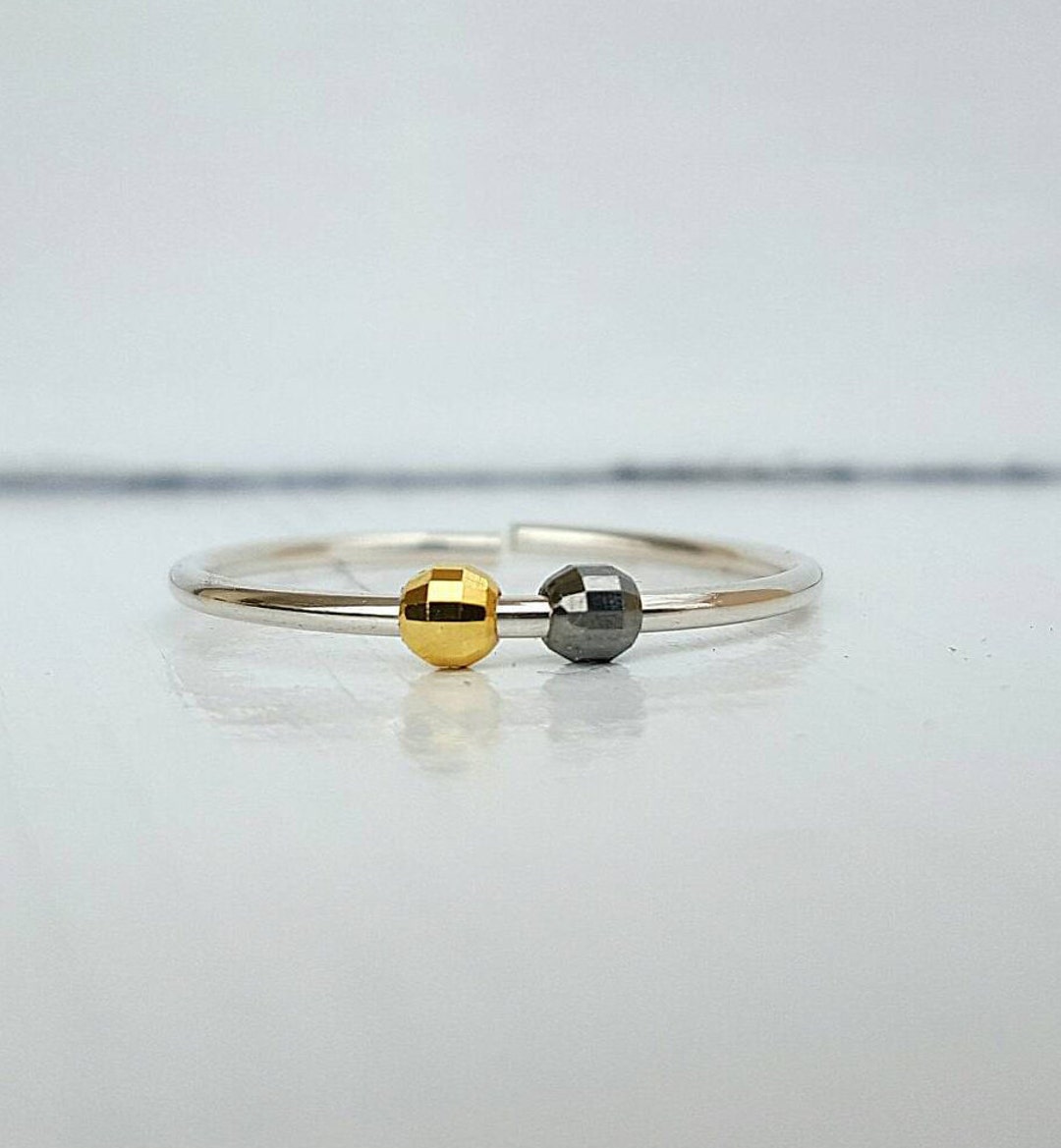 Two Tone Metal Ring, Stress Relief Gift, Gold and Silver Ring, Mixed ...