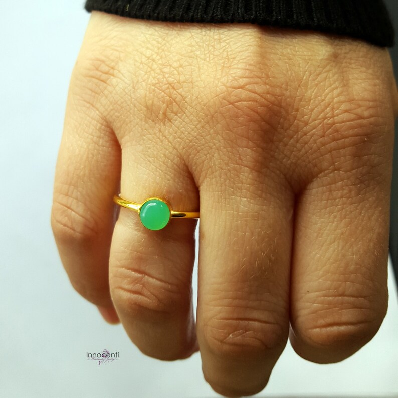 Chrysoprase Ring Gold Gemstone Ring Stacking Chrysoprase Ring | Etsy