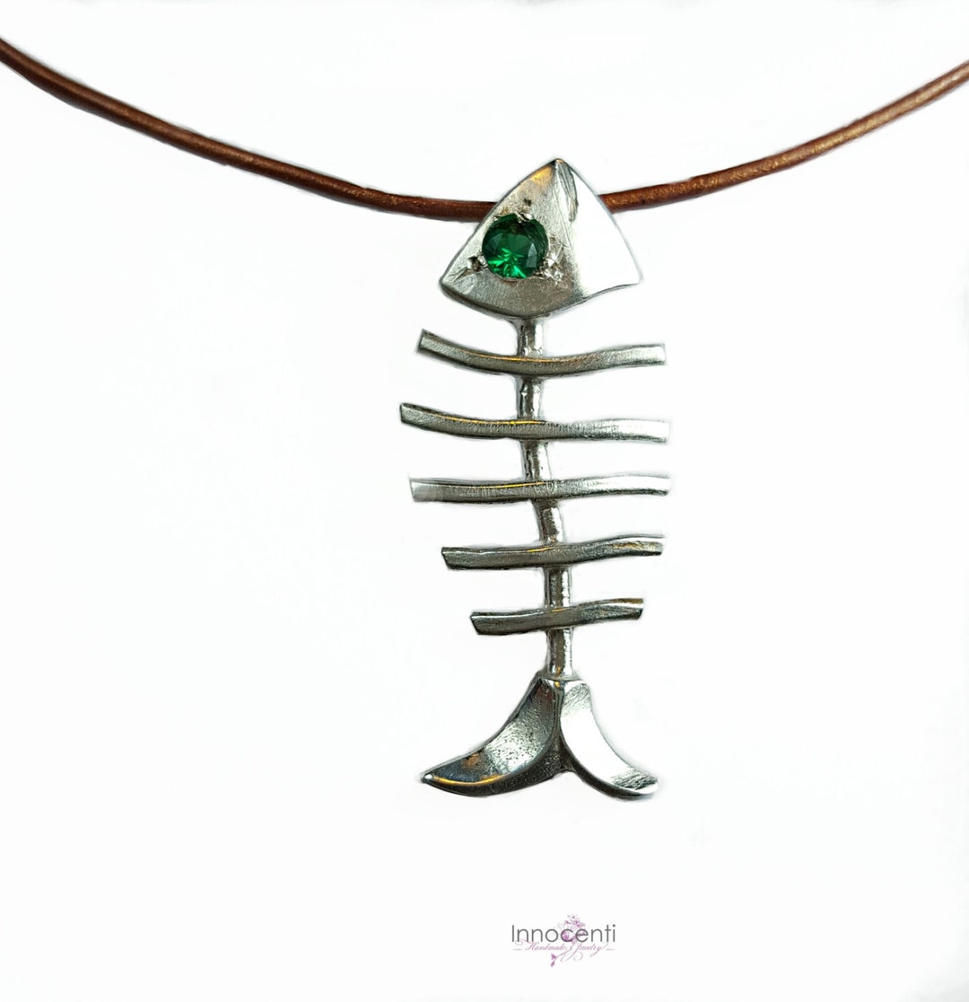 Fish Bone Necklace Fishbone Pendant Fish Bone Skeletonsilver - Etsy