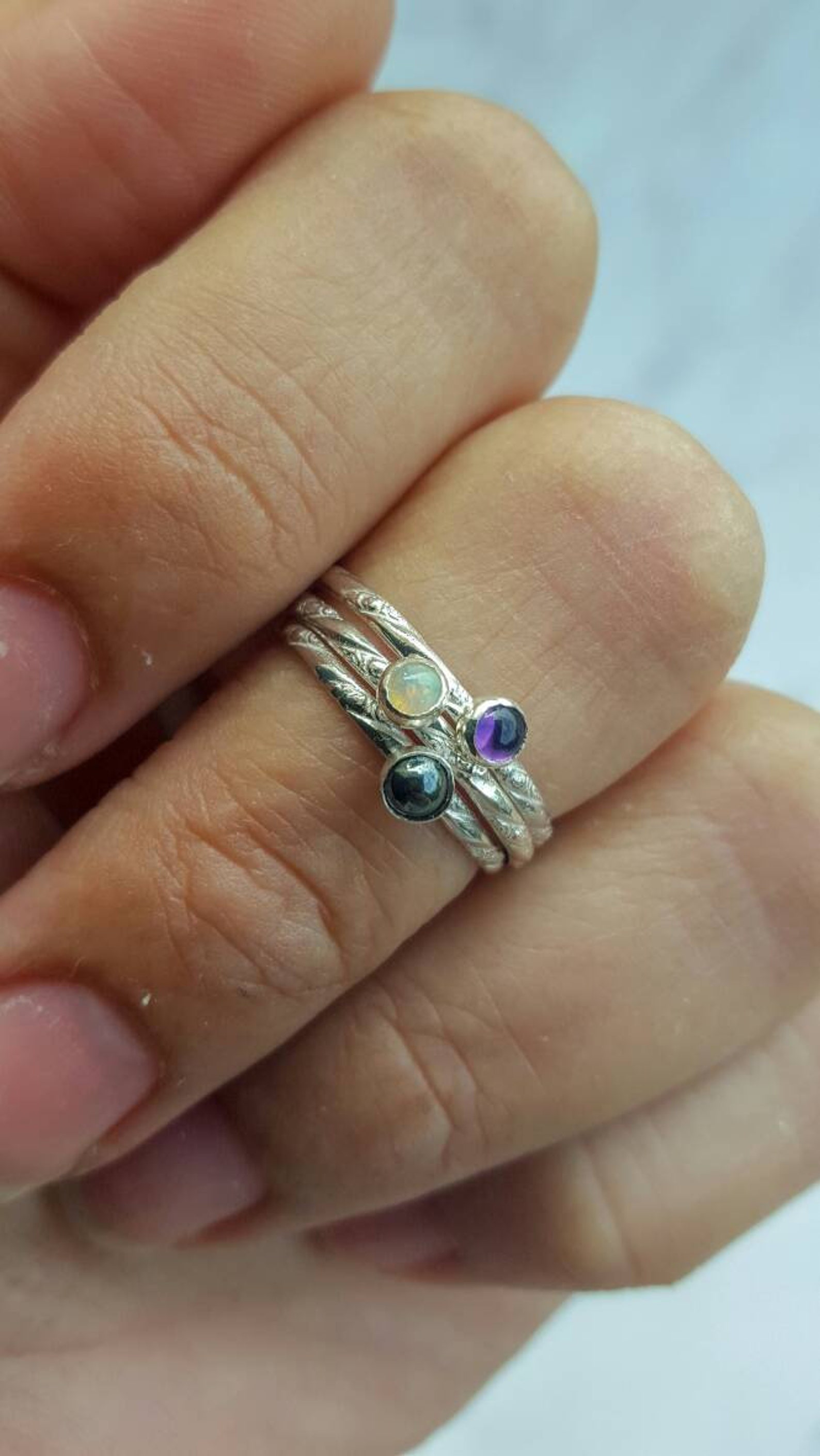 Tiny Gemstone Ring Birthstone Ring Tiny Stacking Ring - Etsy