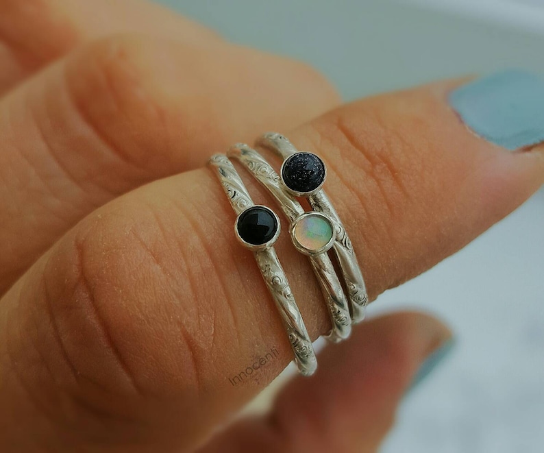 Tiny Gemstone Ring Birthstone Ring Tiny Stacking Ring | Etsy