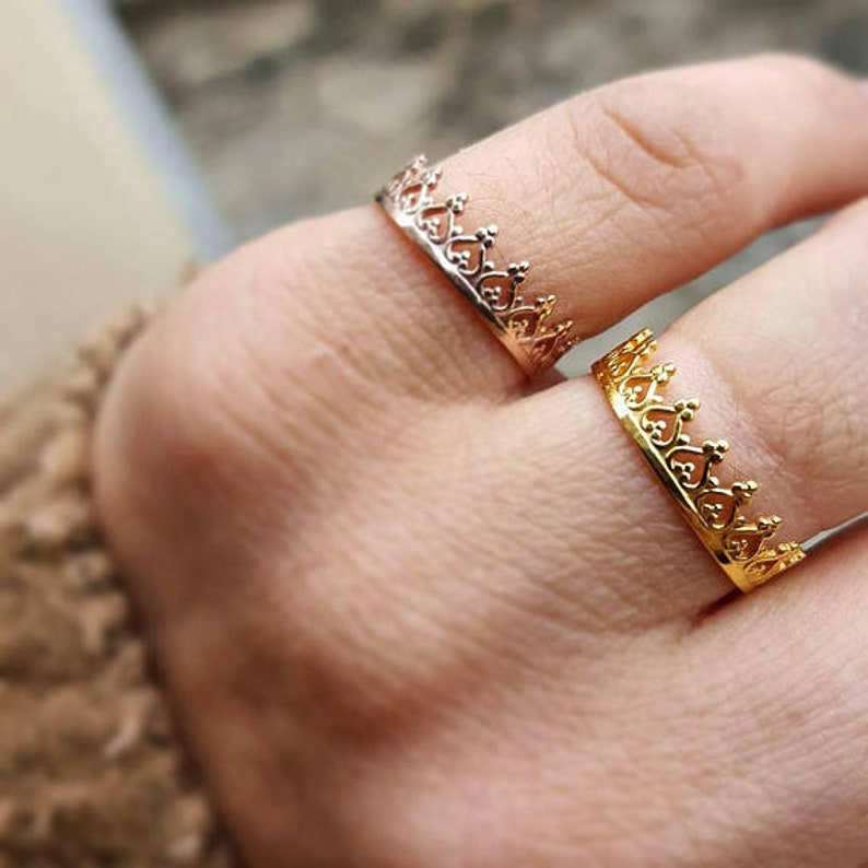 Crown Ring Gold, Crown Ring, Tiara Ring, Gold Crown Ring, Silver Crown ...