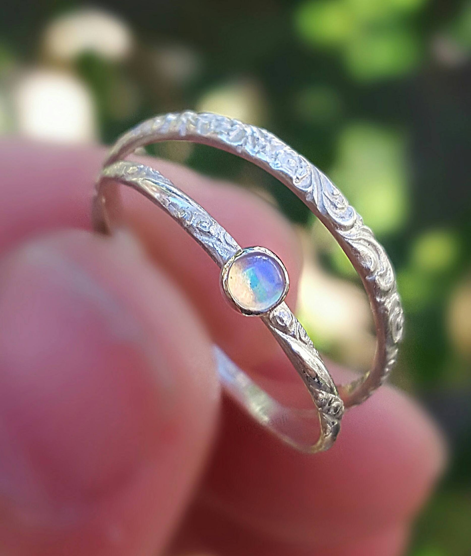 Opal Ring White Opal Ring Rainbow Opal Ring Opal Silver - Etsy