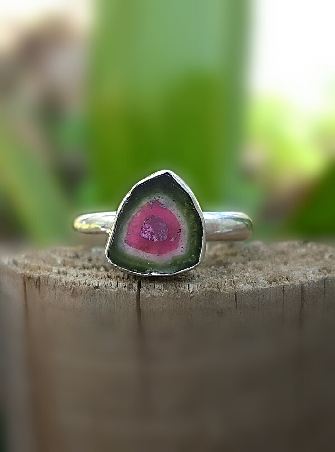 Watermelon Tourmaline Slice Ring, Watermelon Tourmaline Ring ...