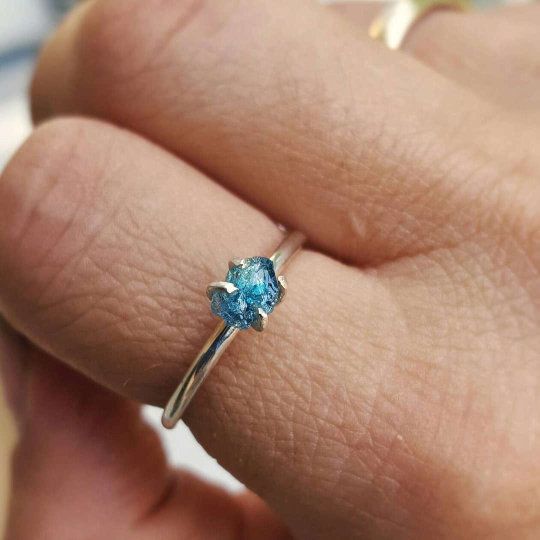 Raw Stone Ring, Gemstone Ring, Gift for Her, Raw Indicolite Ring,blue ...