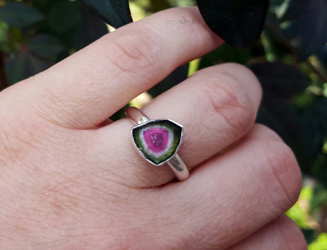 Watermelon Tourmaline Slice Ring, Watermelon Tourmaline Ring ...