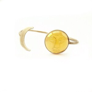 Moon Bracelet Crescent Moon Full Moon Bracelet Moon Face Bangle Man in ...