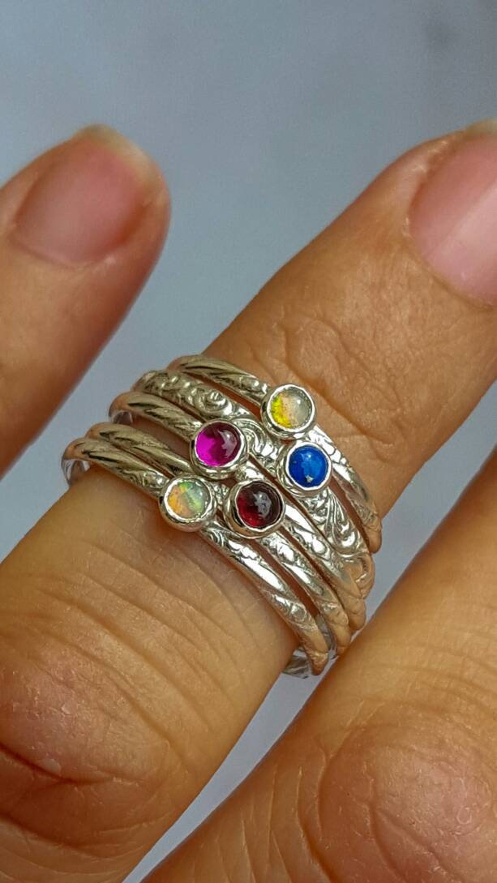 Tiny Gemstone Ring Birthstone Ring Tiny Stacking Ring - Etsy