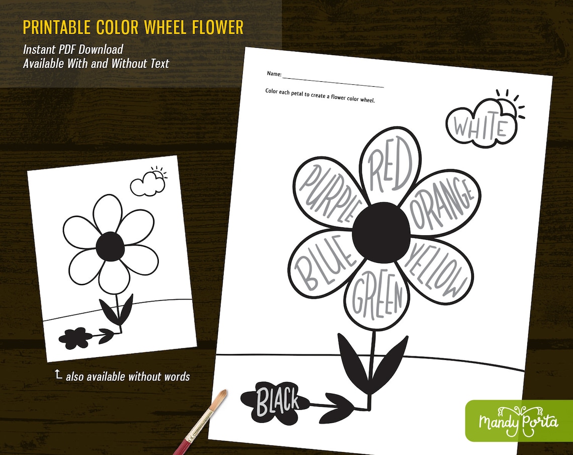 Flower Color Wheel Printable PDF | Instant Download, Kids Spring ...