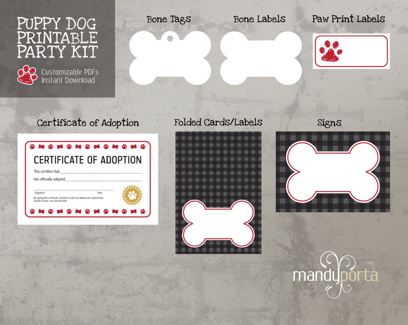 Puppy Dog Printable Birthday Party Kit: Food Labels / Placecards, Bone ...