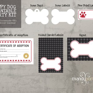 Puppy Dog Printable Birthday Party Kit: Food Labels / Placecards, Bone ...