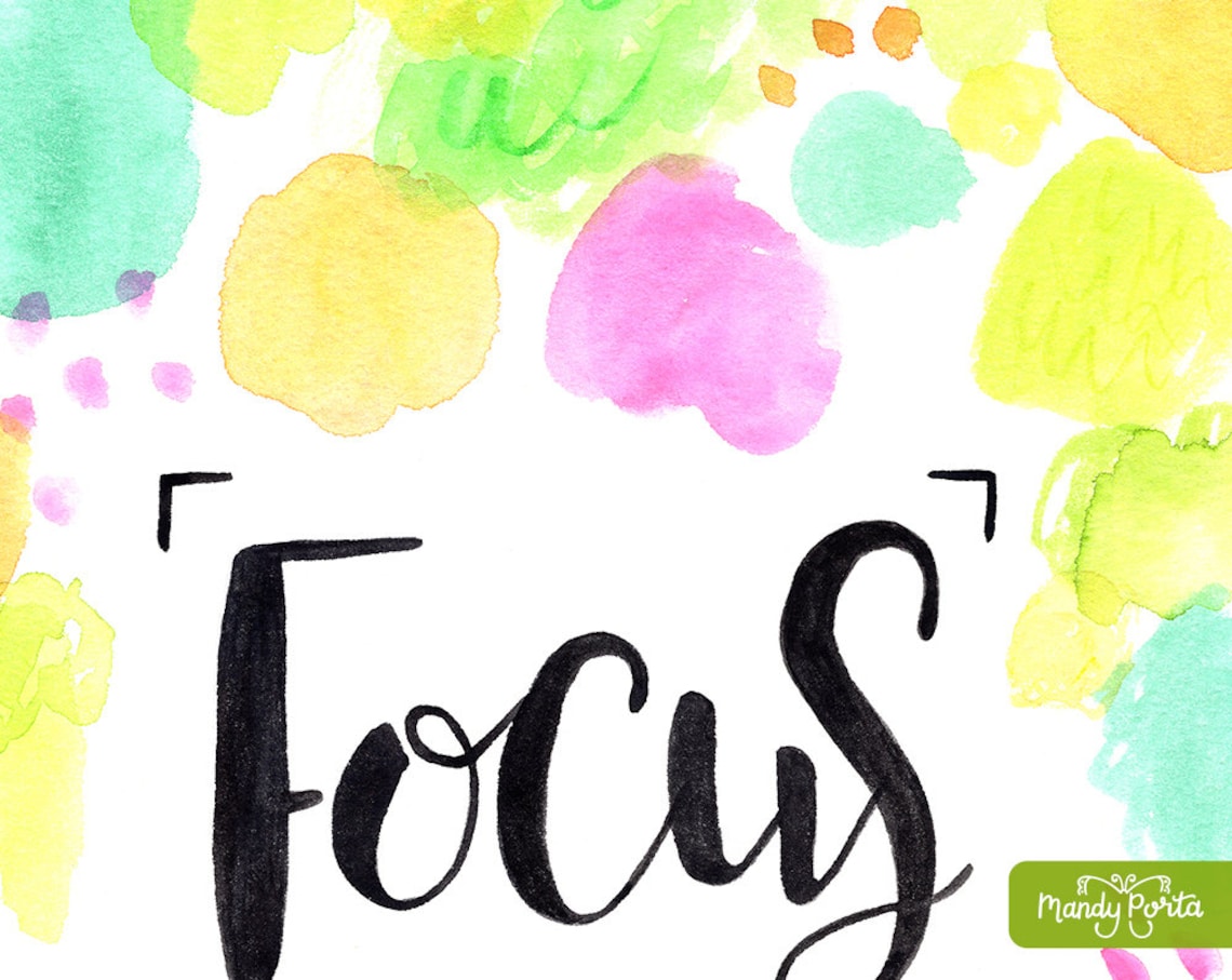 Focus Art Print 8" X 10" | Hand Lettered Word of the Year Wall Decor ...