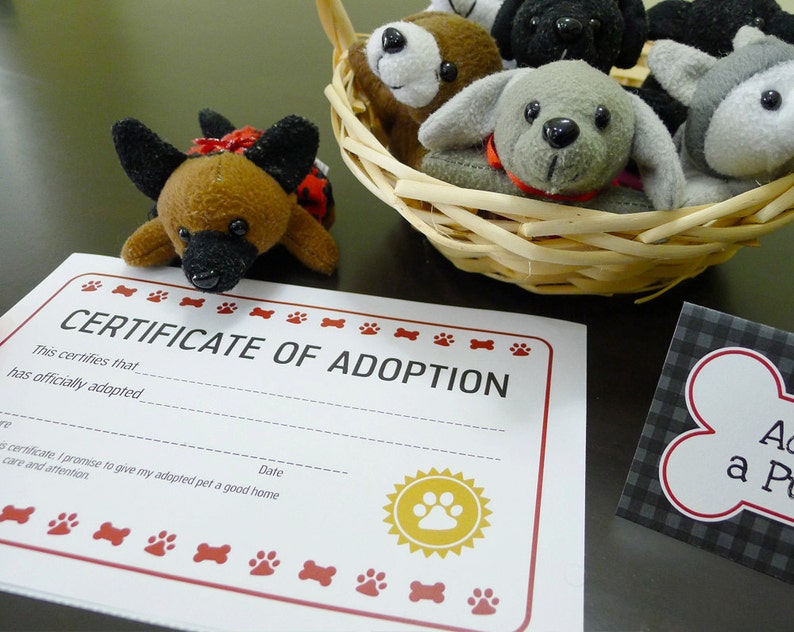 Puppy Dog Adoption Certificate Birthday Party Printable Available in ...