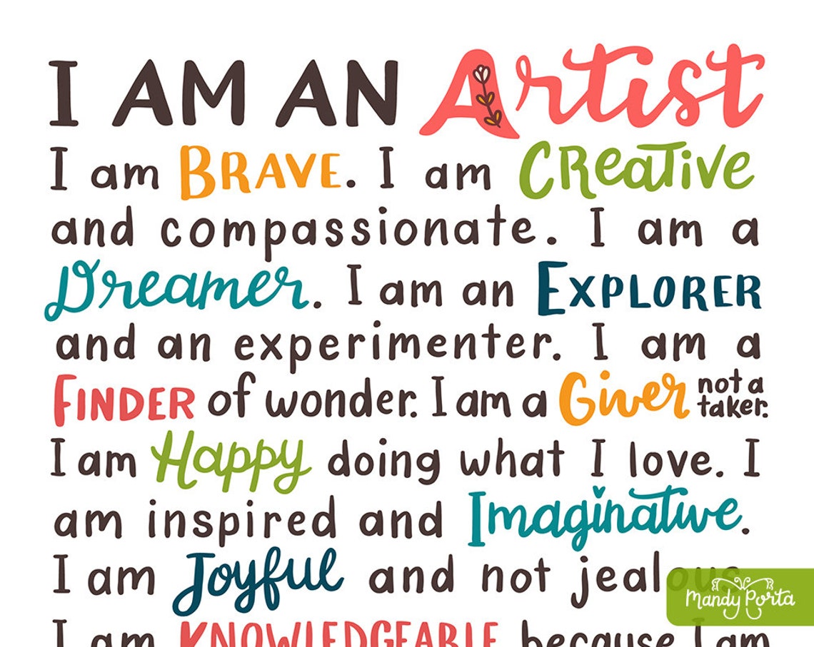 Artist Alphabet Quote Art Print | Hand Lettered Motivational Quote ...