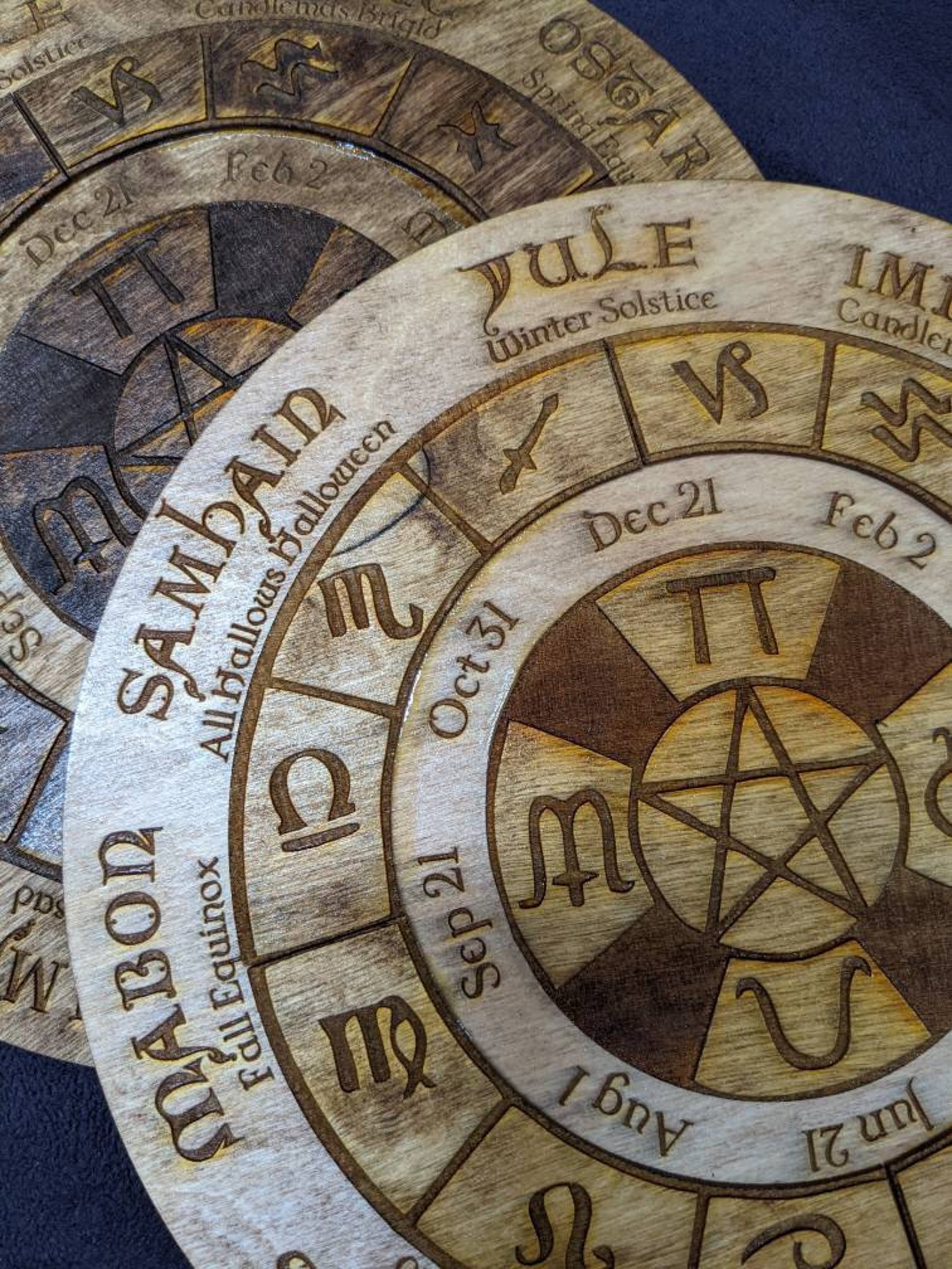 Wooden Laser Cut Pentacle Sabbat Wheel of the Year Calendar - Etsy