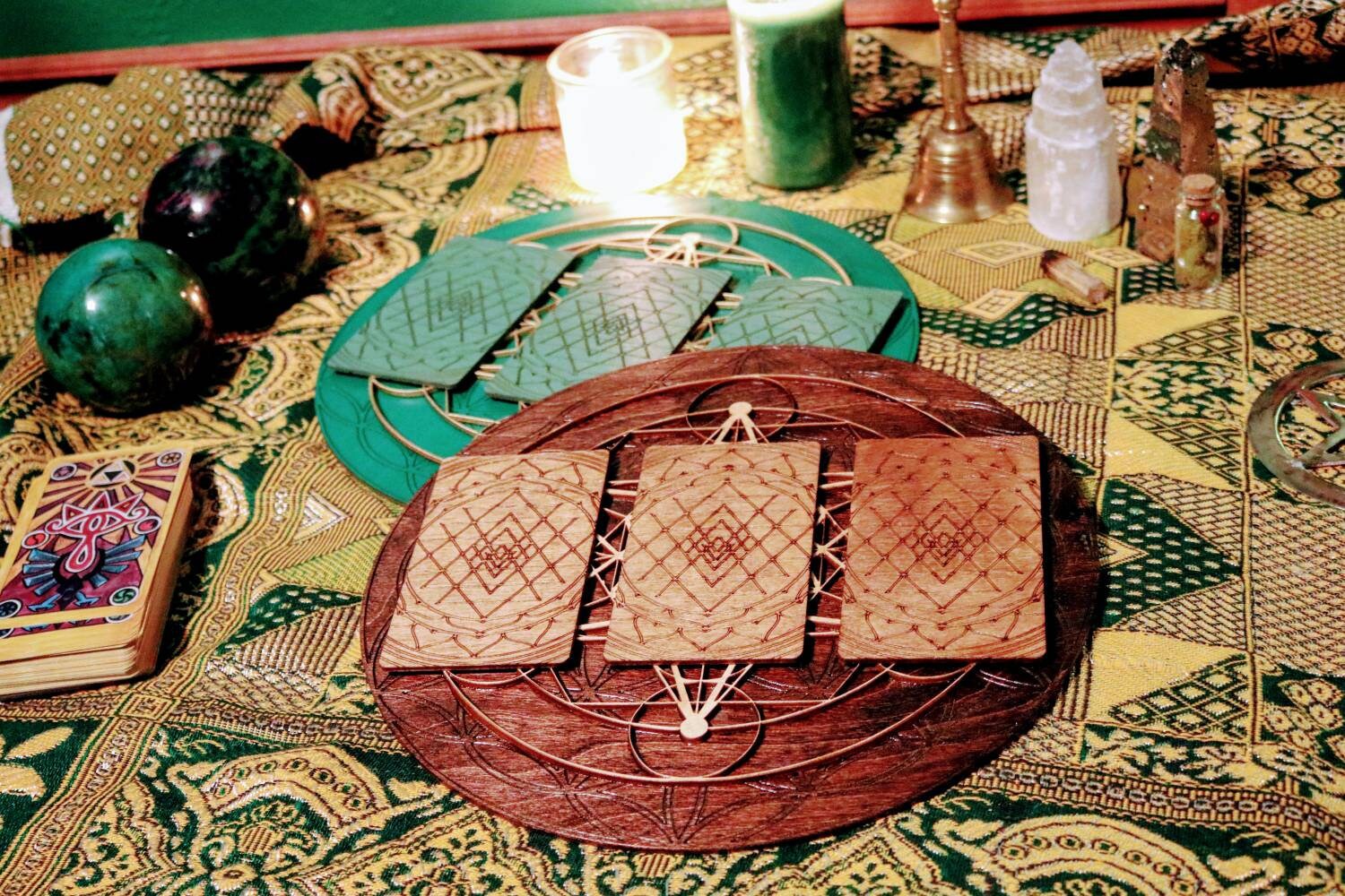 Wooden Laser Cut Tarot Board. Three Card Spread Scared Geometry Design ...