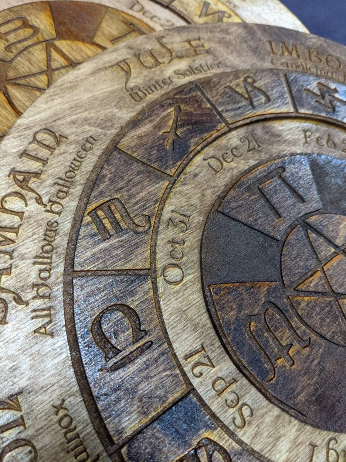 Wooden Laser Cut Pentacle Sabbat Wheel of the Year Calendar - Etsy