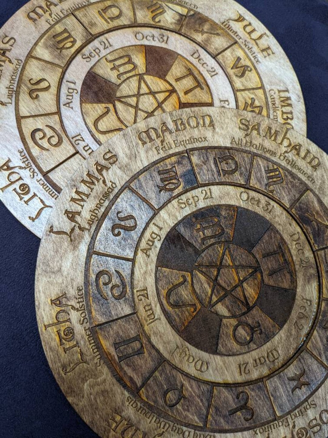 Wooden Laser Cut Pentacle Sabbat Wheel of the Year Calendar - Etsy
