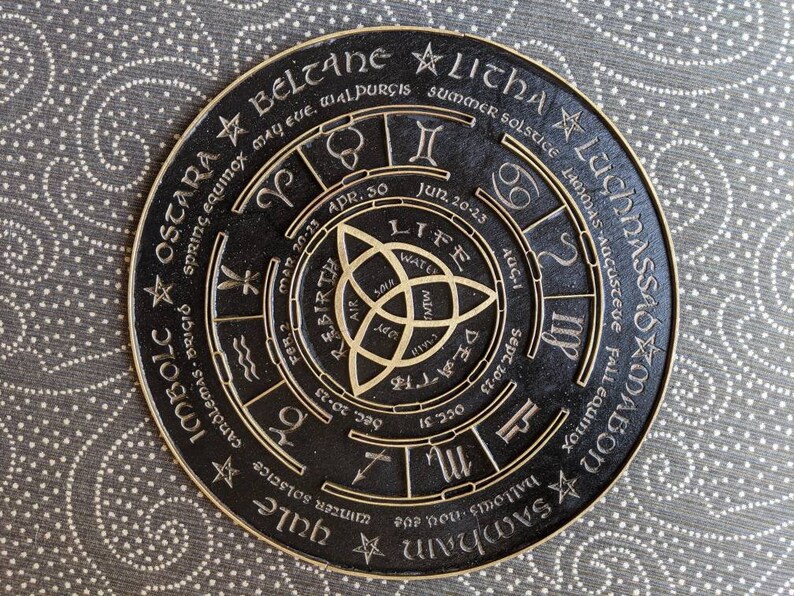 Wooden laser cut Sabbat wheel of the year calendar | Etsy