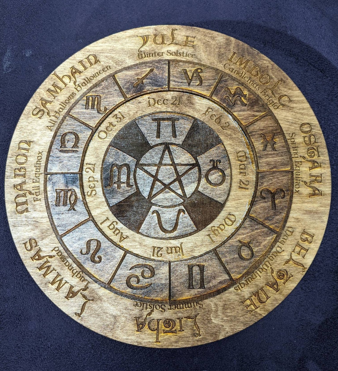 Wooden Laser Cut Pentacle Sabbat Wheel of the Year Calendar - Etsy