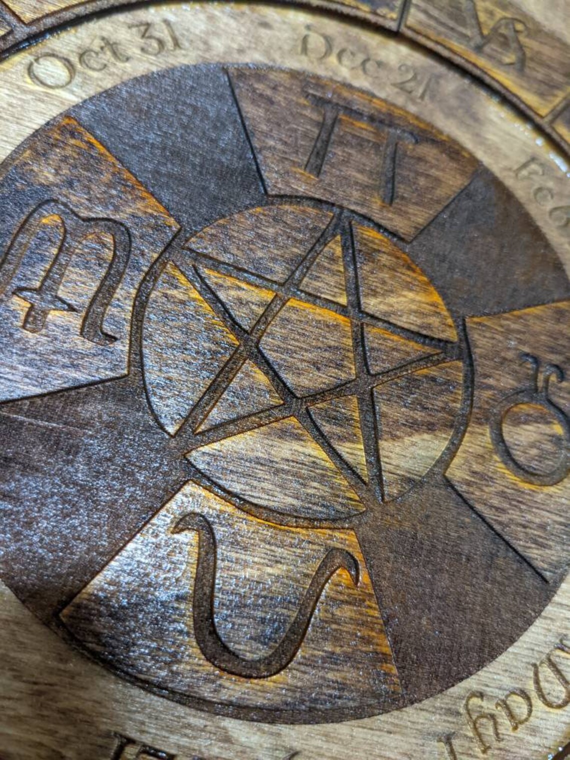 Wooden Laser Cut Pentacle Sabbat Wheel of the Year Calendar - Etsy