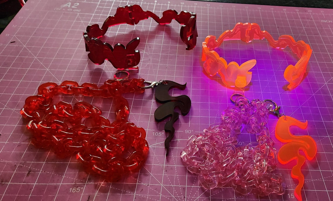 Hazbin Hotel Acrylic Angel Dust Valentino Cosplay Collar With Acrylic ...