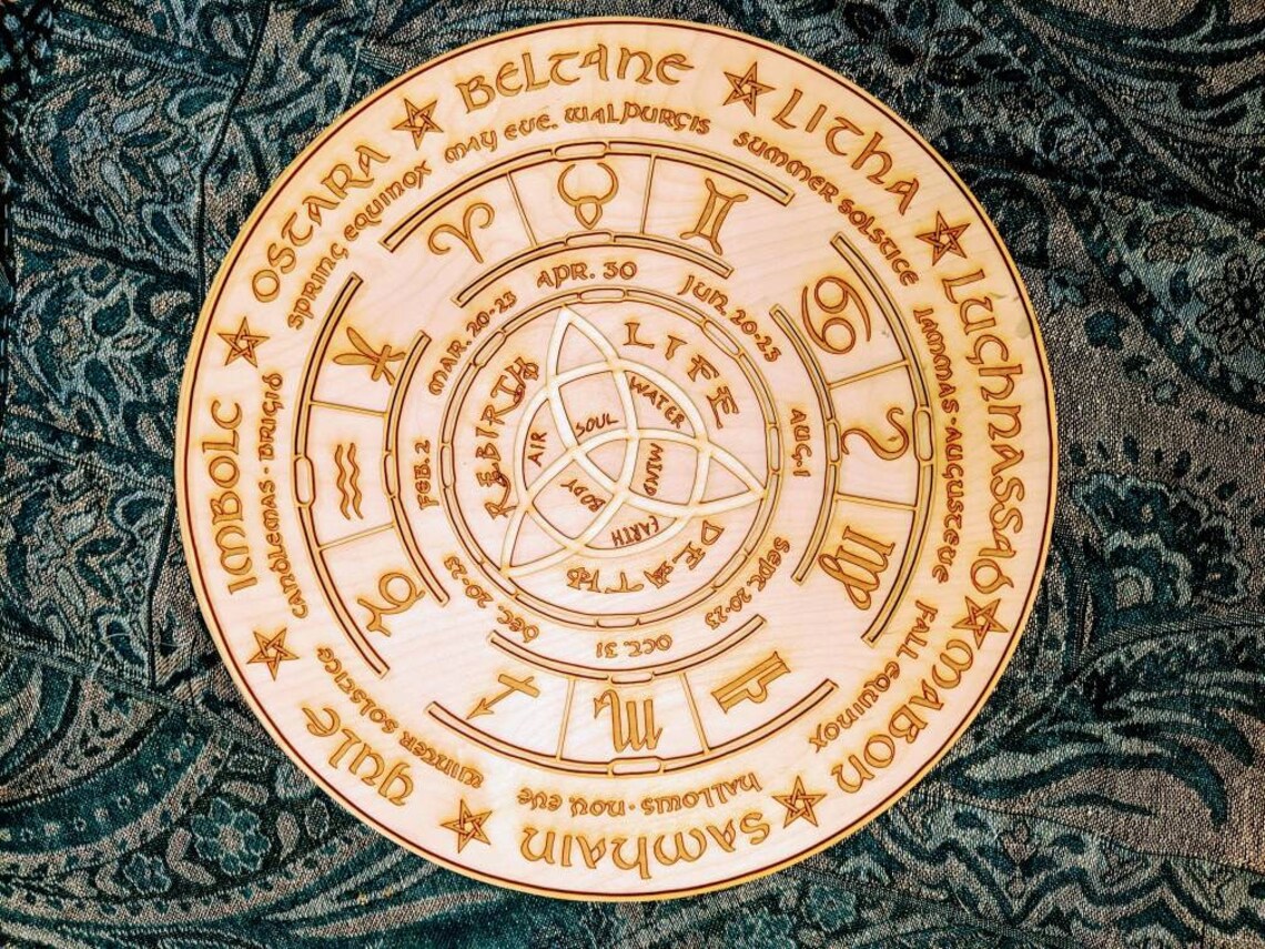 Wooden laser cut Sabbat wheel of the year calendar | Etsy