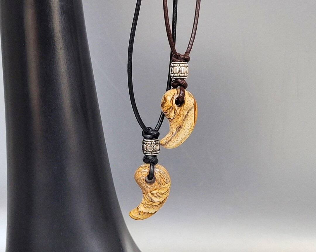 Magatama Necklace, Japanese Talisman, Jasper Necklace, Small Magatama ...