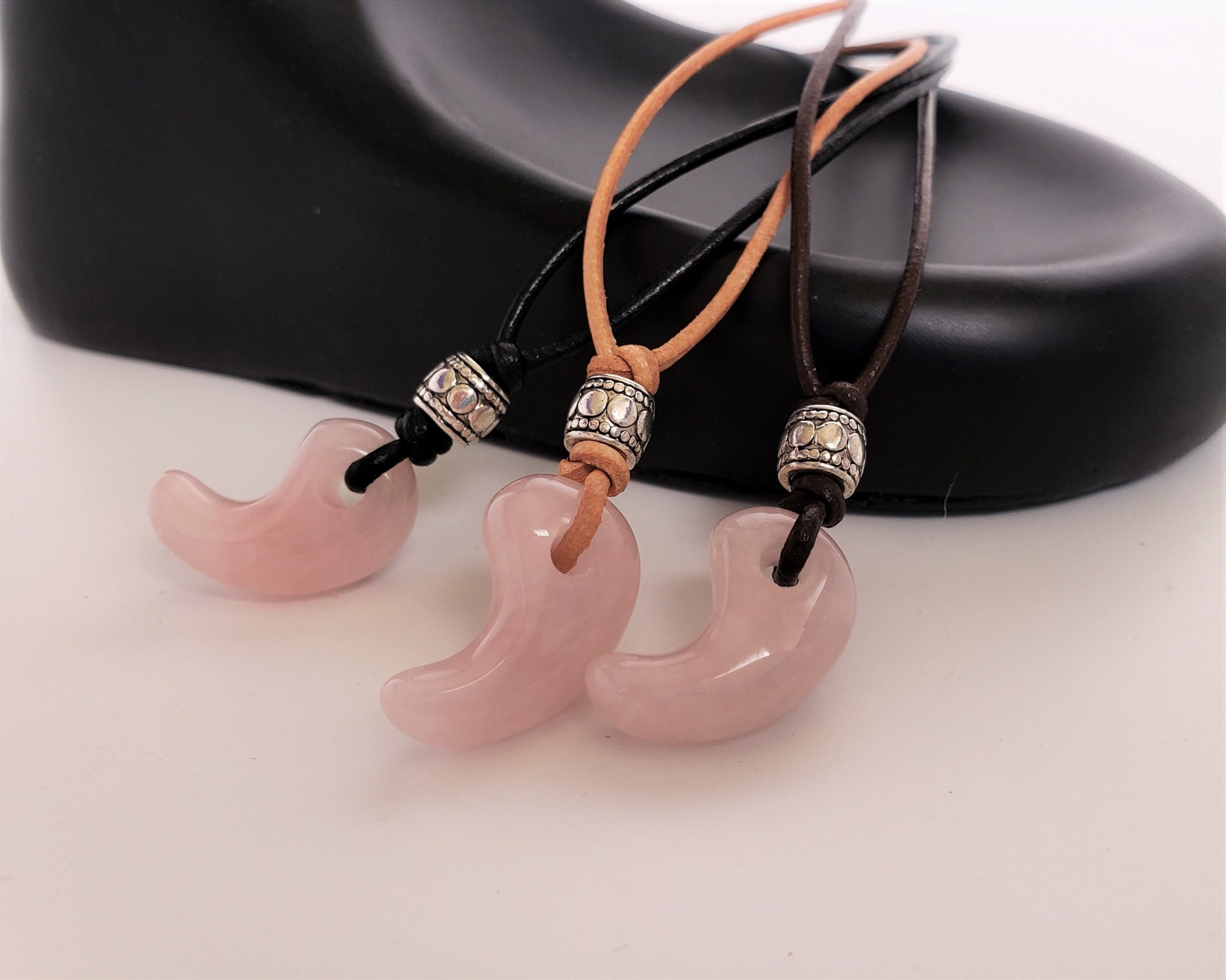 Magatama Necklace, Rose Quartz, Japanese Talisman, Small Magatama ...