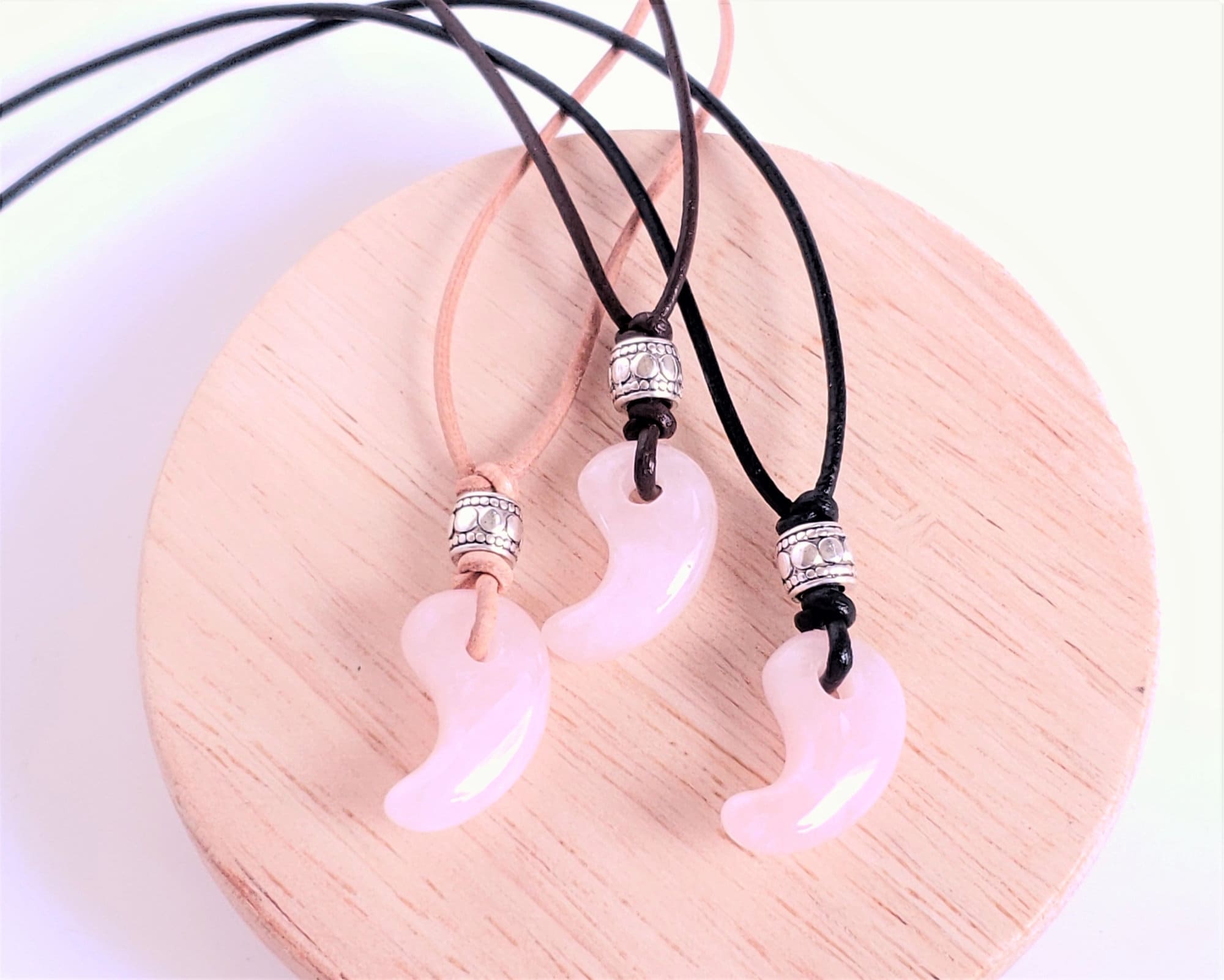 Magatama Necklace, Rose Quartz, Japanese Talisman, Small Magatama ...