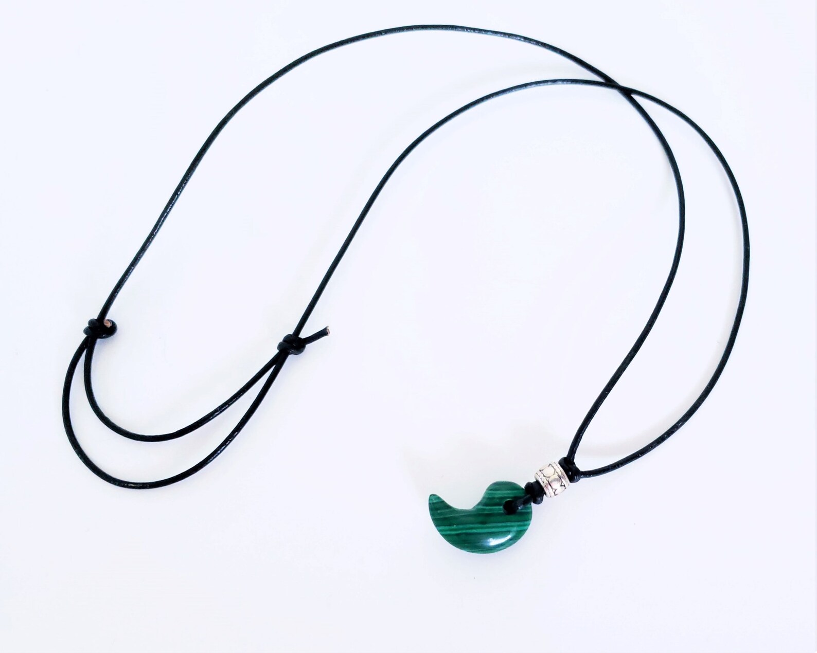 Magatama Necklace, Japanese Talisman, Malachite Necklace, Small ...