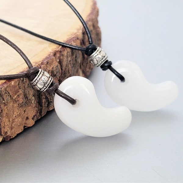 White Stone Magatama - Etsy
