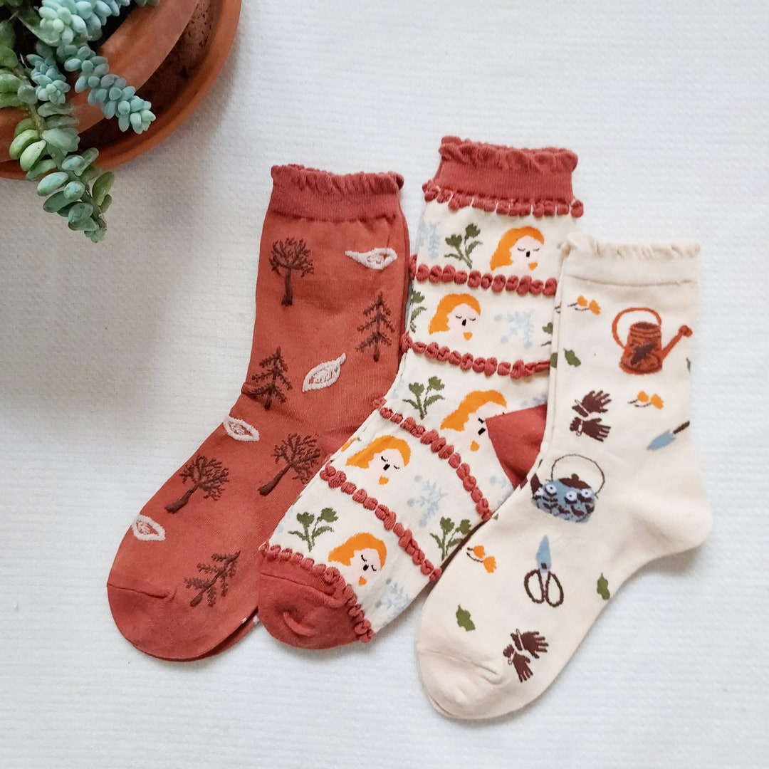 Zen Gardener Rust Crew Socks - Etsy