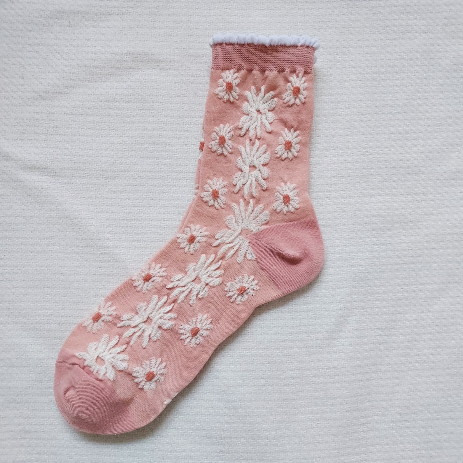Elegant Blush Pink Floral Crew Socks - Etsy
