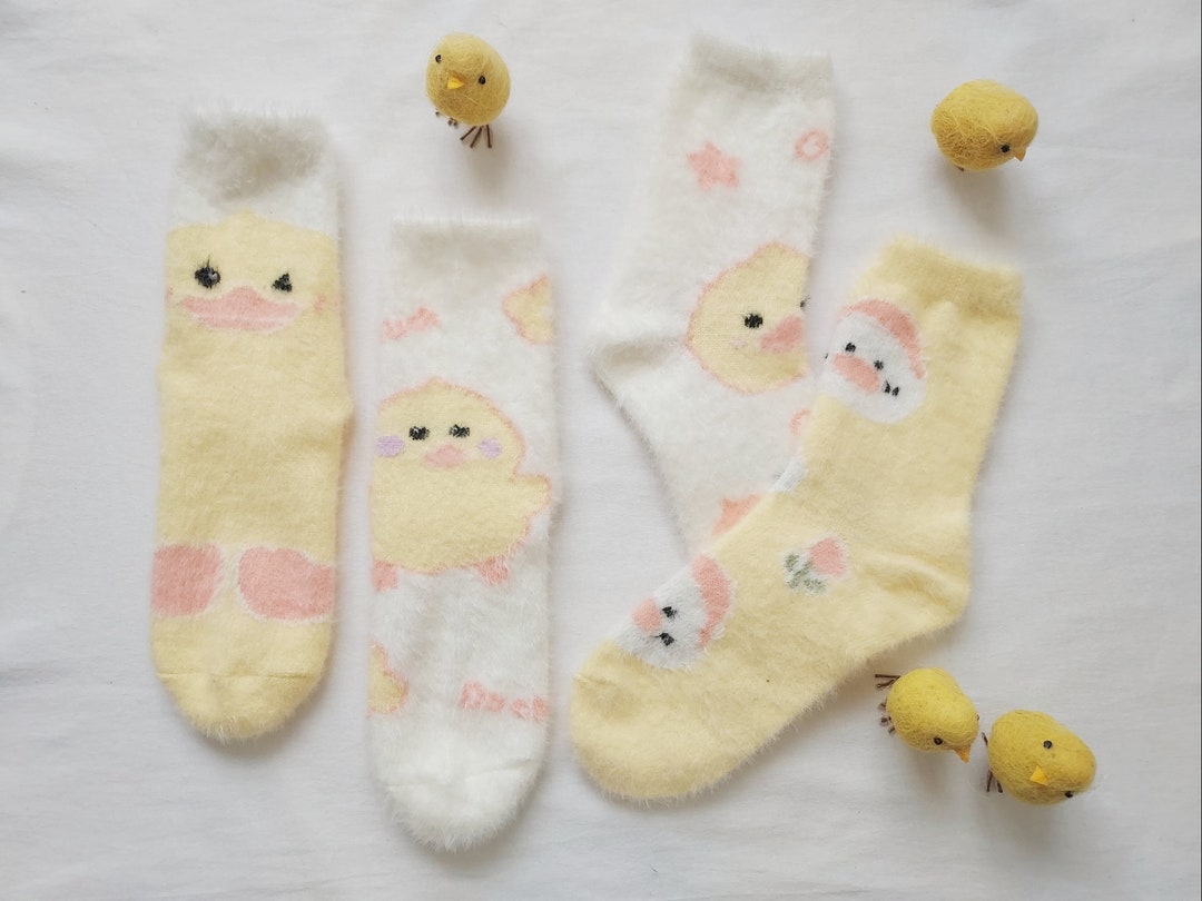 The Pretty Duckling Plush Fluffy Crew Socks - Etsy