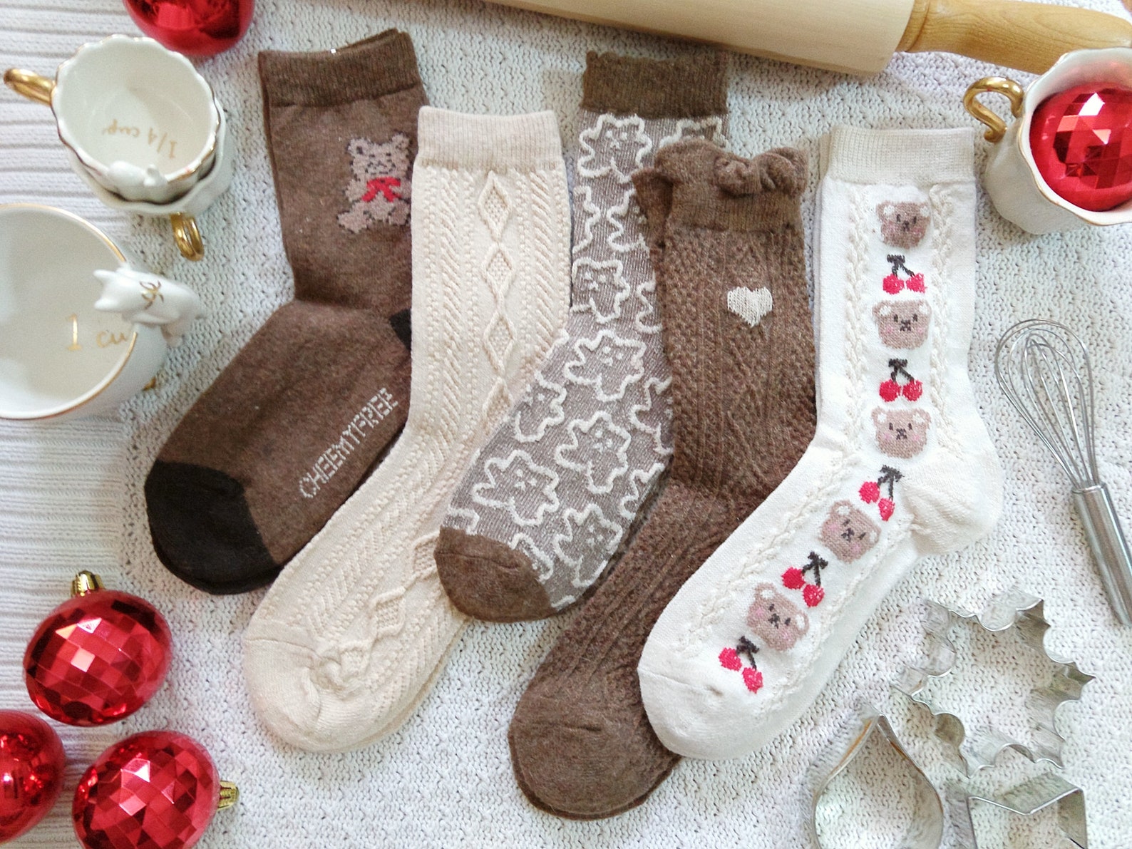 Gingerbread Bears Socks Crew Socks Perfect for Fall and - Etsy