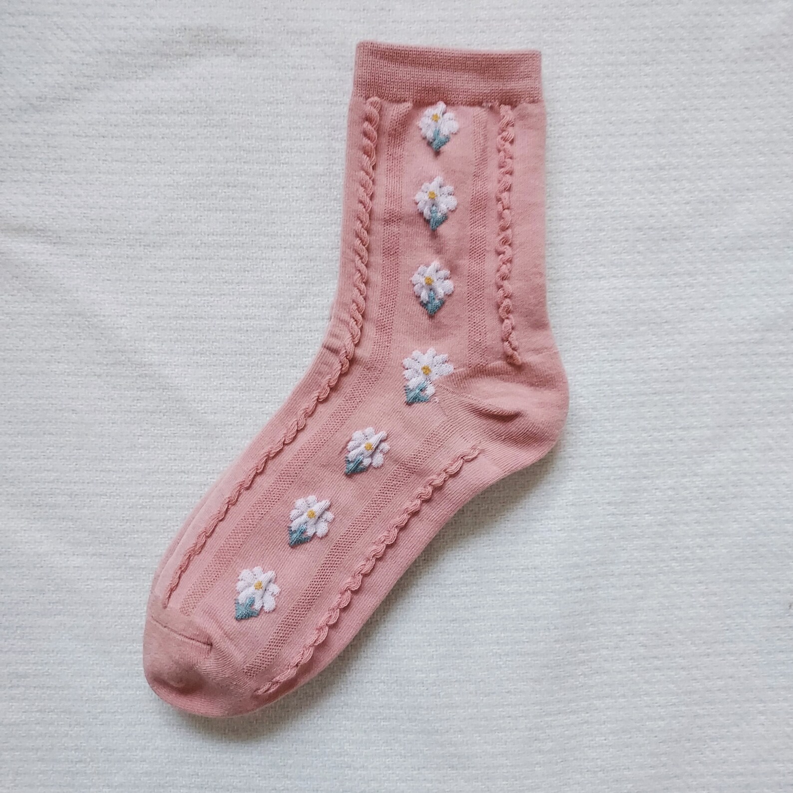Elegant Blush Pink Floral Crew Socks - Etsy