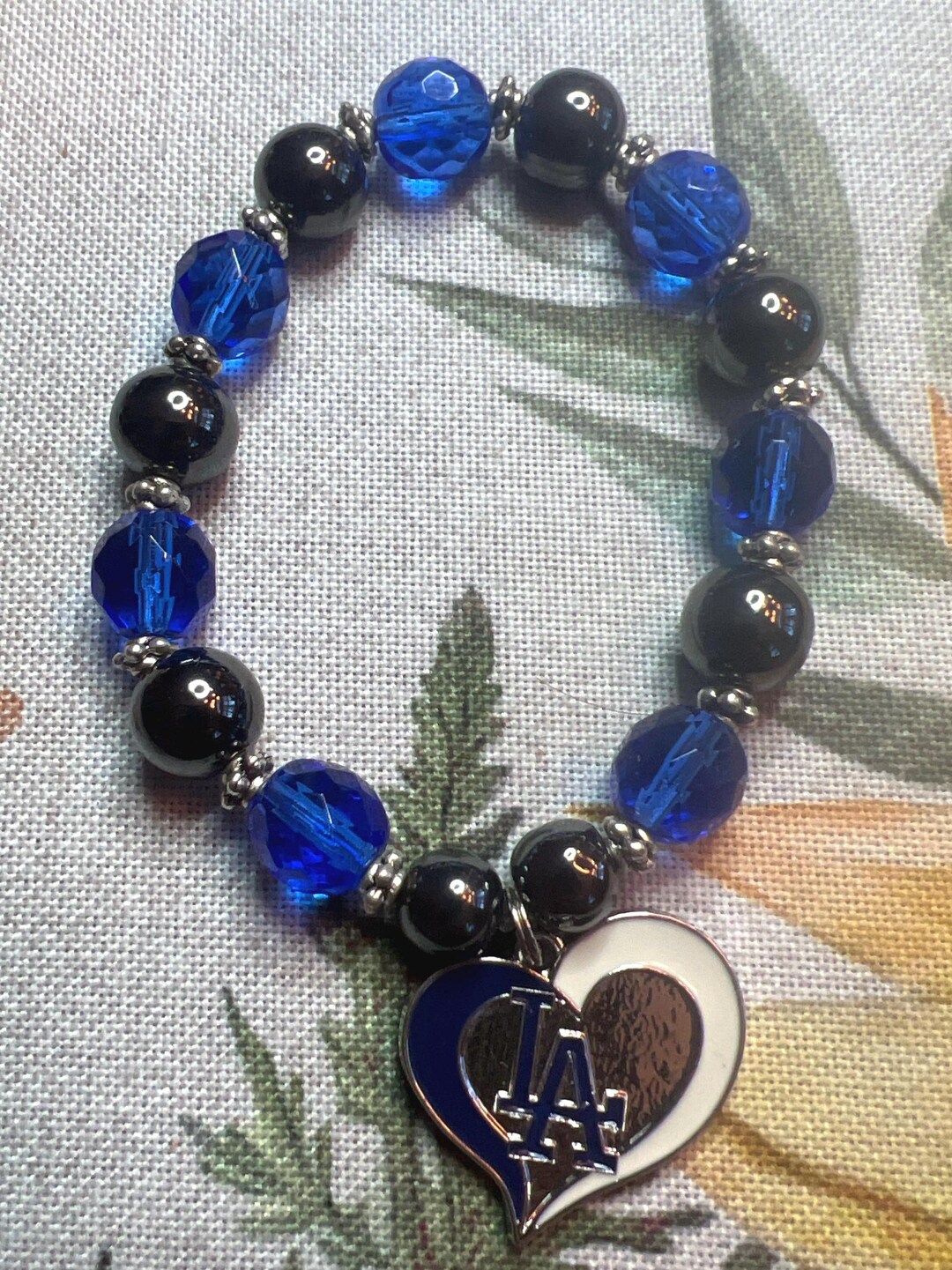 LA DODGERS Fan Bracelet Made From Blue Czech Crystals and Genuine ...