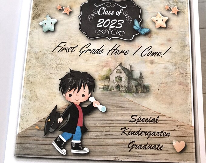 First Grade Here I Come, Kindergarten Graduation Card, Boy Graduation ...