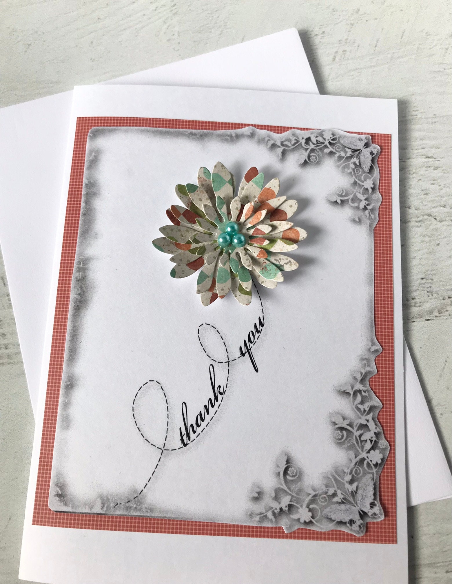 Pretty Floral Thank You Card, Thank You Note, 3D Card, Appreciation ...