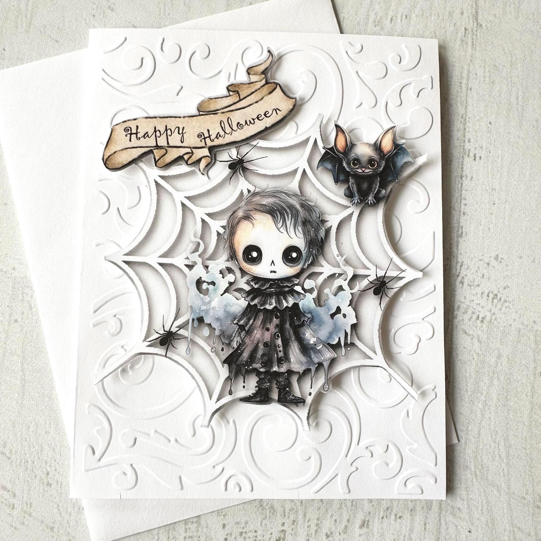Gothic Halloween Note Cards, Set of 8 Embossed Cards - Etsy