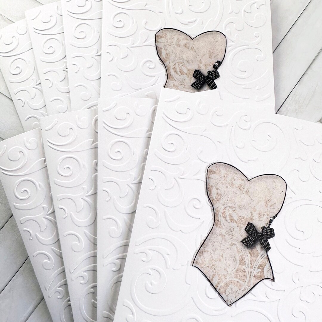 Pretty Corset Note Cards, Embossed Stationery Card, Girl's Get Together ...