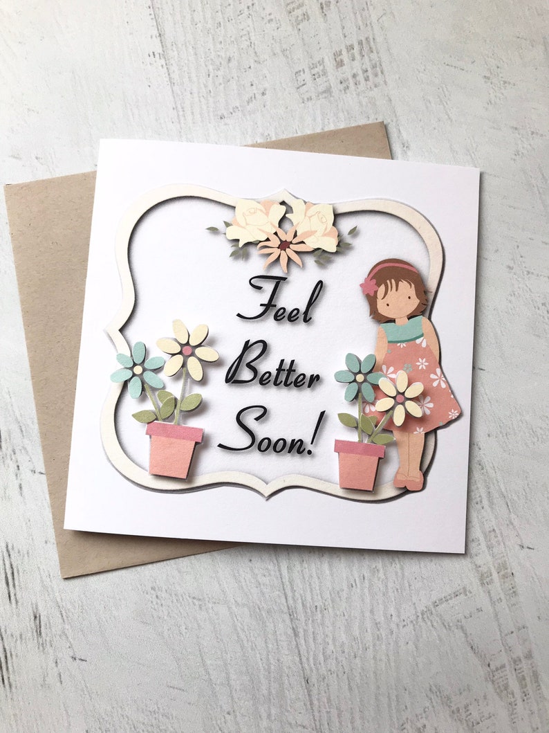 Handmade Feel Better Card With Dimensional Pastel Flowers Get - Etsy